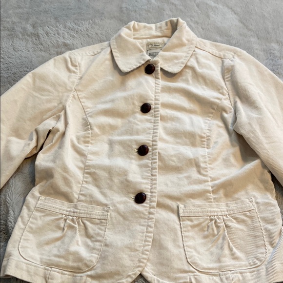 L.L. Bean | Jackets & Coats | L L Bean Cream Corduroy Jacket With Brown ...